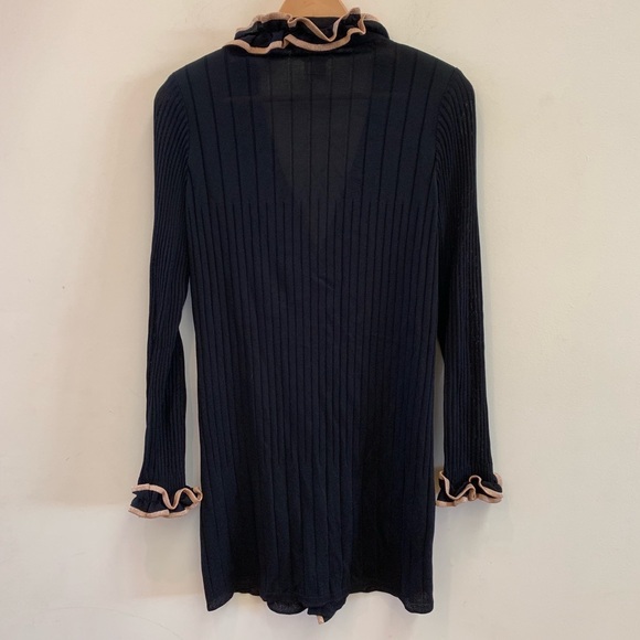 Misook | Sweaters | Misook Ruffle Snap Front Cardigan Sweater Xs | Poshmark